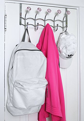 Galashield Over The Door Hook Pink Acrylic Hooks and Stainless Steel Organizer Door Hanger Towel Rack (10 Hooks)