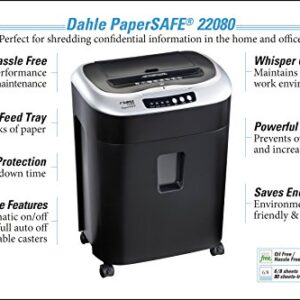 Dahle PaperSAFE 22080 Auto-Feed Paper Shredder, Oil Free, 80 Sheet Tray, Security Level P-4, Shreds CDs, Credit Cards & Paper Clips