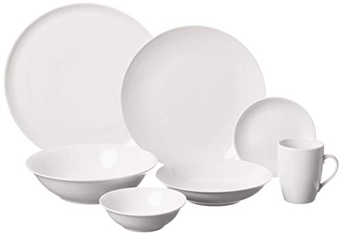 10 Strawberry Street 52 Pc Coupe Dinnerware Set, Service for 8, White,SM-5200-CP-W