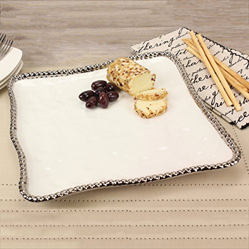 Silver, White Square Platter