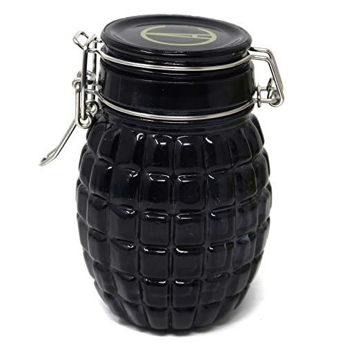 Grenade Shaped Colored Glass Airtight Container (250mL, Black)