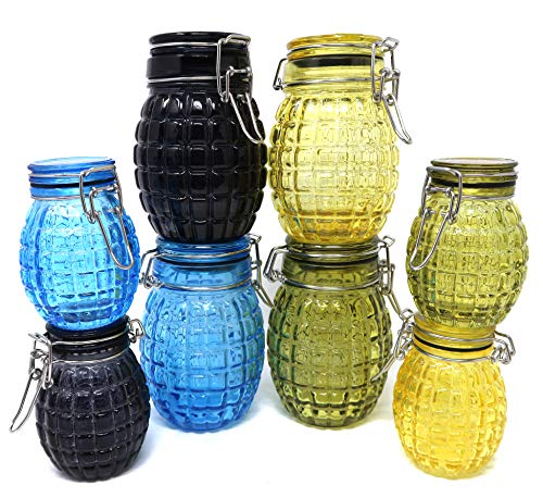 Grenade Shaped Colored Glass Airtight Container (250mL, Black)