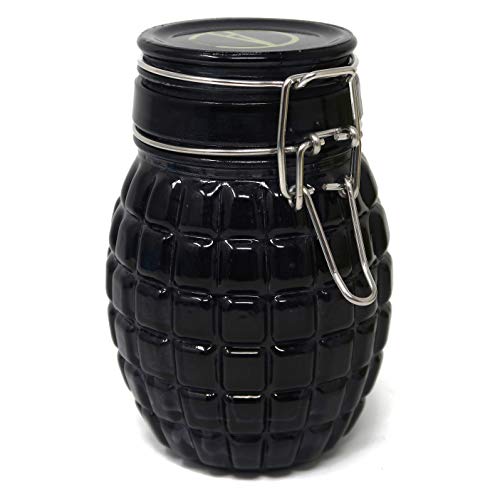 Grenade Shaped Colored Glass Airtight Container (250mL, Black)