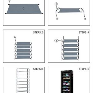 TXT&BAZ 27-Pairs Tool Free Easy Assembled Shoe Rack with Nonwoven Fabric Cover (10-Tiers Black)