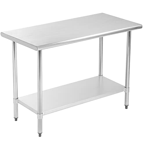 Kitchen Work Table Stainless Steel Metal Commercial NSF Scratch Resistent And Antirust Work Table With Adjustable Table Toot,24 X 48 Inches