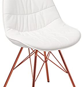 OSP Home Furnishings Langdon Faux Leather Task Chair with Rose Gold Base, White