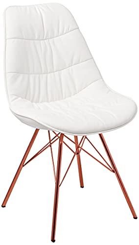 OSP Home Furnishings Langdon Faux Leather Task Chair with Rose Gold Base, White