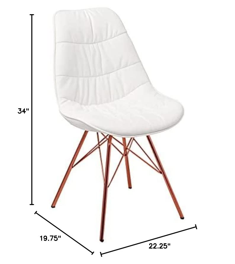 OSP Home Furnishings Langdon Faux Leather Task Chair with Rose Gold Base, White