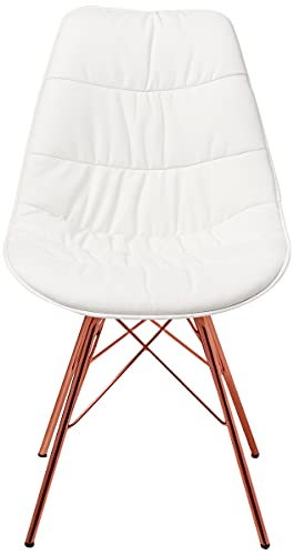 OSP Home Furnishings Langdon Faux Leather Task Chair with Rose Gold Base, White