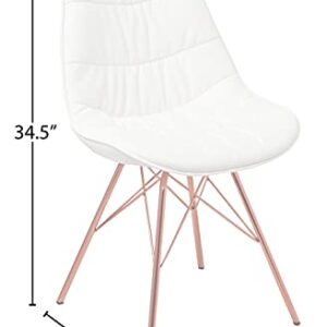 OSP Home Furnishings Langdon Faux Leather Task Chair with Rose Gold Base, White