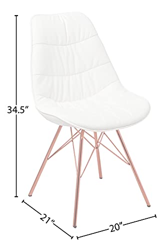 OSP Home Furnishings Langdon Faux Leather Task Chair with Rose Gold Base, White