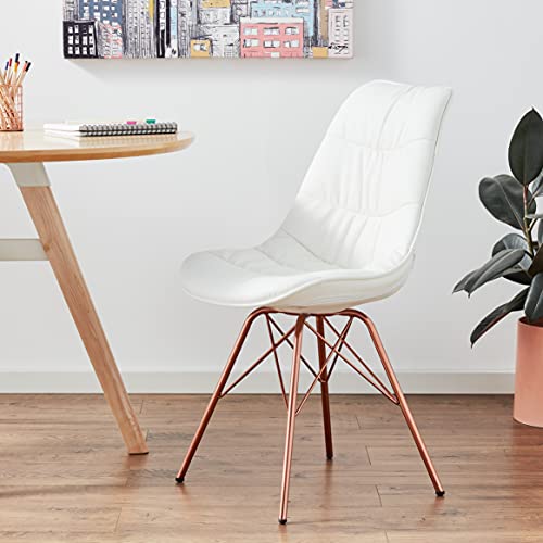 OSP Home Furnishings Langdon Faux Leather Task Chair with Rose Gold Base, White