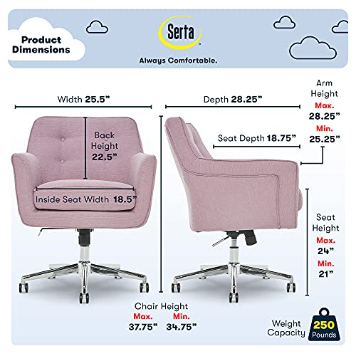 Serta Style Ashland Home Office Chair, Fresh Lilac Twill Fabric