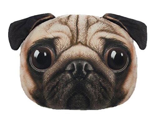 LFZ Pug Dog Shape Decorative Cushion Pillow for Indoor Sofa Chair Bed or Outdoor Beach Chair Car Travelling Vacation 15 inches