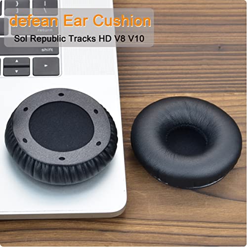 HD V8 V10 V12 defean Replacement Ear Pads Ear Cushion Cover Compatible with Sol Republic Tracks HD V8 V10 V12 On-Ear Wired Headphone, Softer Leather,High-Density Noise Cancelling Foam (Black)