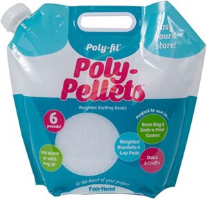 fairfield processing fil poly pellets weighted stuffing beads, 6 pound pour and store bag, white 6 lbs