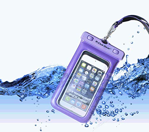 Duk Gear Universal 100% Waterproof Floating Underwater Cell Phone Case, Pouch, Dry Bag for iPhone, Android, Google, Touch-Screen Friendly, for Pool Beach Kayaking Travel (Purple)