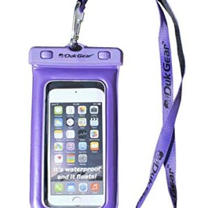 Duk Gear Universal 100% Waterproof Floating Underwater Cell Phone Case, Pouch, Dry Bag for iPhone, Android, Google, Touch-Screen Friendly, for Pool Beach Kayaking Travel (Purple)