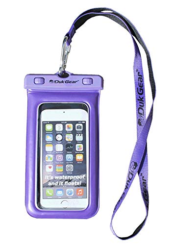 Duk Gear Universal 100% Waterproof Floating Underwater Cell Phone Case, Pouch, Dry Bag for iPhone, Android, Google, Touch-Screen Friendly, for Pool Beach Kayaking Travel (Purple)