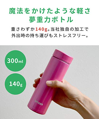 Tiger Water Bottle 10.1 fl. oz. (300 mL) Direct Drinking Stainless Mini Bottle Sahara Mug Lightweight Dream Gravity Powder Pink MMP-J030-PP Tiger