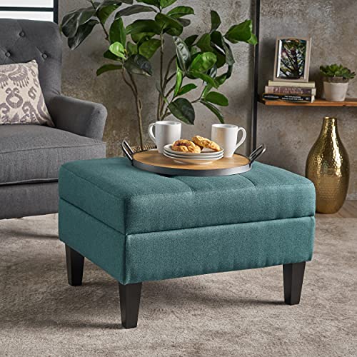 Christopher Knight Home Zahra Fabric Storage Ottoman, Teal / Dark Brown