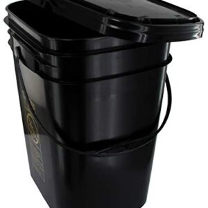 5.3 Gallon Black Rectangular Bucket/Pail with Hinged Snap Lid