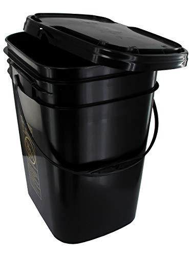 5.3 Gallon Black Rectangular Bucket/Pail with Hinged Snap Lid