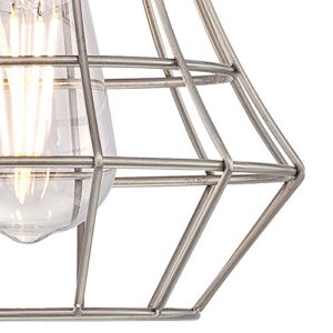 Westinghouse Lighting 6337200 Nathaniel One-Light Indoor Mini Pendant, Brushed Nickel Finish with Angled Bell Cage Shade