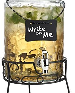 Classic Beverage Drink Dispenser Hammerd Durable Glass on Stand 1.5 Gallon with Chalk Board And Spigot