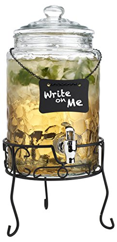 Classic Beverage Drink Dispenser Hammerd Durable Glass on Stand 1.5 Gallon with Chalk Board And Spigot