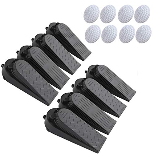 8Pcs Set Black Door Stopper Easily Wedges Door Gaps up Finger Protector Flexible Floor Door Stops - Non-Scratching Door Stop - Modern Wedge Door Stop Design