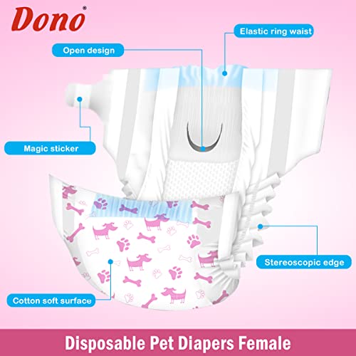 Dono Disposable Pet Diapers for Female Dogs Super Absorbent Soft Heating and Pee Puppy Diapers Female Liners, Including 20pcs XXS Diapers for Dogs and Cats