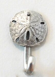 norma jean designs, llc small sand dollar decorative wall hook, silver metal beach decor