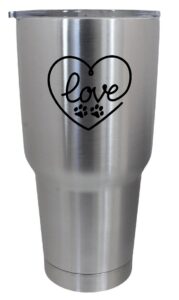 epic designs cup drinkware tumbler sticker - love paw prints dog animal lover pets - cool sticker decal