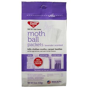 Enoz Lavender Scented Moth Ball Packets: Kills Clothes Moths, Carpet Beetles, Eggs and Larvae (6 oz Bag, 3 Pack)