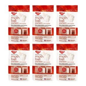 enoz moth ball packets, kills clothes moths and carpet beetles, no clinging odor, cedar scented, 6 oz (pack of 6)