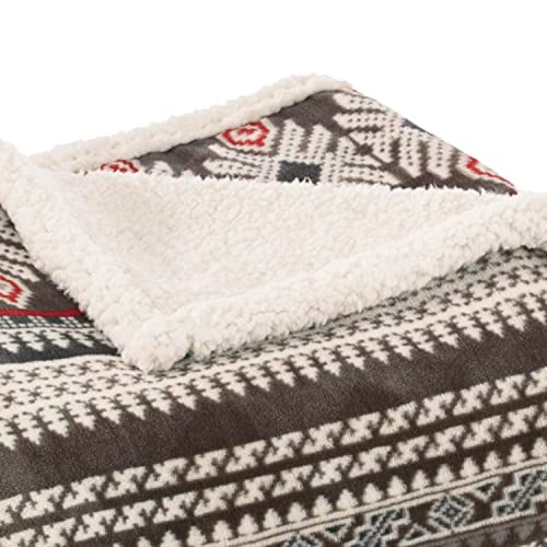 Eddie Bauer Ultra-Plush Collection Throw Blanket-Reversible Sherpa Fleece Cover, Soft & Cozy, Perfect for Bed or Couch, Sycamore Red/Charcoal/White