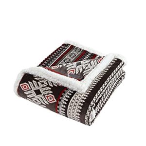 Eddie Bauer Ultra-Plush Collection Throw Blanket-Reversible Sherpa Fleece Cover, Soft & Cozy, Perfect for Bed or Couch, Sycamore Red/Charcoal/White