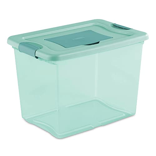 Sterilite 25 Quart Multipurpose Fresh Scent Stackable Accessory Storage Box Container for Home Closet Organization, Aqua (12 Pack)