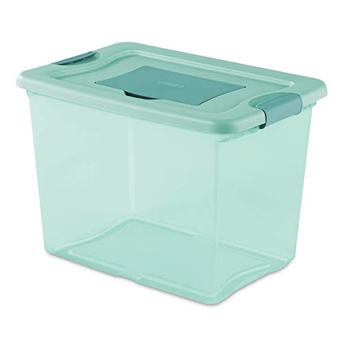 Sterilite 25 Quart Multipurpose Fresh Scent Stackable Accessory Storage Box Container for Home Closet Organization, Aqua (12 Pack)