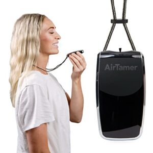 airtamer a320 rechargeable personal air purifier, proven performance, virus and pollutant tested*, black with leather travel case