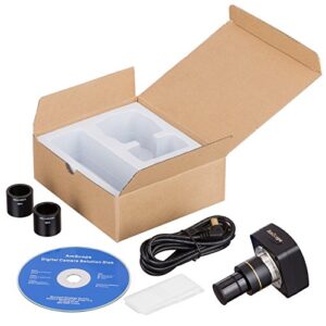 AmScope 1.3 MP USB 2.0 Microscope Camera w/Reduction Lens + Software + 2 Mounting Adapters (Windows XP/Vista/7/8/10/Mac OS X/Linux)