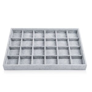 oirlv 24 grid ice velvet jewelry drawer organizer tray stackable jewelry trays removable dividers for rings earring storage display