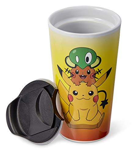 Pokémon XY Series Travel Mug | Pikachu, Dedenne, & Squishy | Perfect For Fans Of The Pokémon Series | Holds 16 Ounces