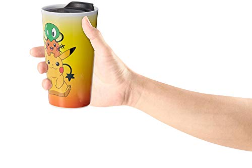 Pokémon XY Series Travel Mug | Pikachu, Dedenne, & Squishy | Perfect For Fans Of The Pokémon Series | Holds 16 Ounces