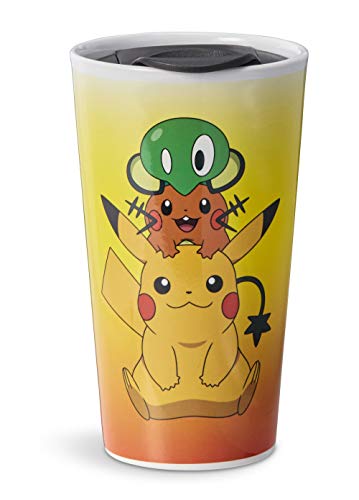 Pokémon XY Series Travel Mug | Pikachu, Dedenne, & Squishy | Perfect For Fans Of The Pokémon Series | Holds 16 Ounces