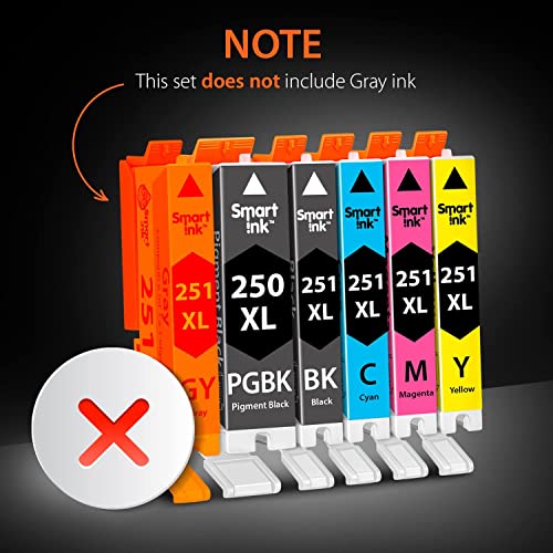 Smart Ink Compatible Ink Cartridge Replacement for Canon PGI-250XL CLI-251XL PGI 250 CLI 251 XL to use with PIXMA MX722 MX922 iP7220 iX6820 MG5420 MG5422 MG5520 MG5522 (PGBK & BK/C/M/Y Combo Pack)