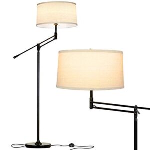 brightech ava mid-century modern standing lamp, industrial lamp for living rooms & bedrooms, height-adjustable led floor lamp, tall lamp for offices, great living room décor