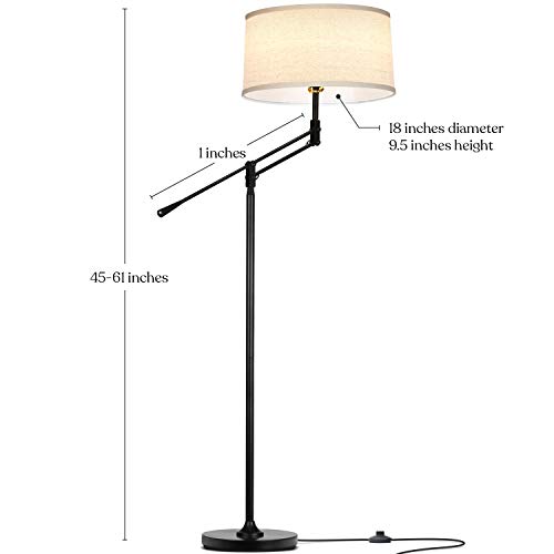 Brightech Ava Mid-Century Modern Standing Lamp, Industrial Lamp for Living Rooms & Bedrooms, Height-Adjustable LED Floor Lamp, Tall Lamp for Offices, Great Living Room Décor