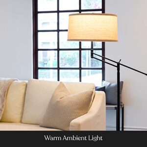 Brightech Ava Mid-Century Modern Standing Lamp, Industrial Lamp for Living Rooms & Bedrooms, Height-Adjustable LED Floor Lamp, Tall Lamp for Offices, Great Living Room Décor